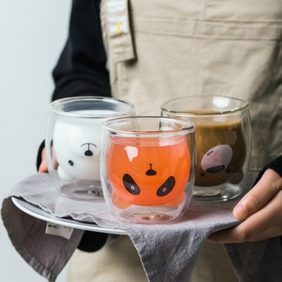 kawaii bear double glass mug - Kawaii Family