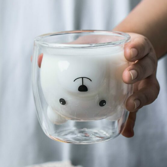 kawaii bear double glass mug - Kawaii Family