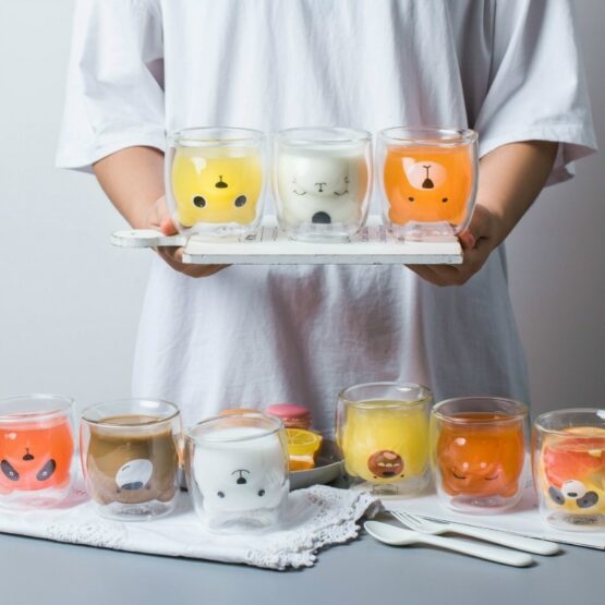 kawaii bear double glass mug - Kawaii Family