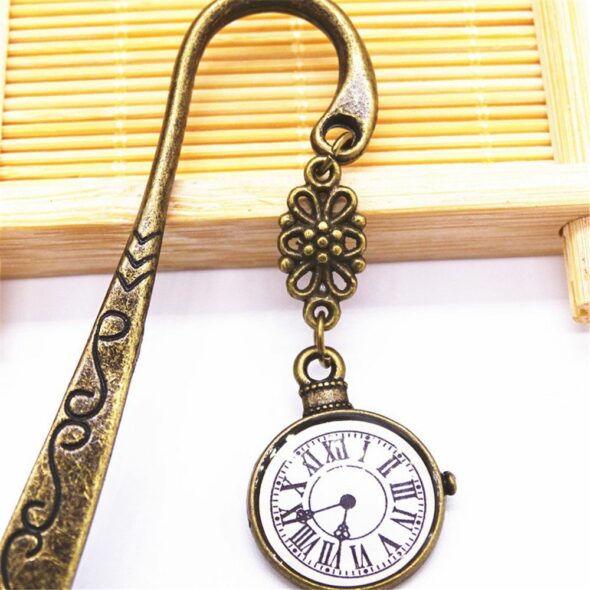 Vintage Clock Pendant Bookmark - Kawaii Family
